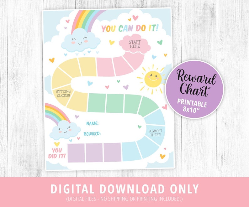 Printable Rainbow Reward Chart Rainbow Reward Chart Kids - Etsy