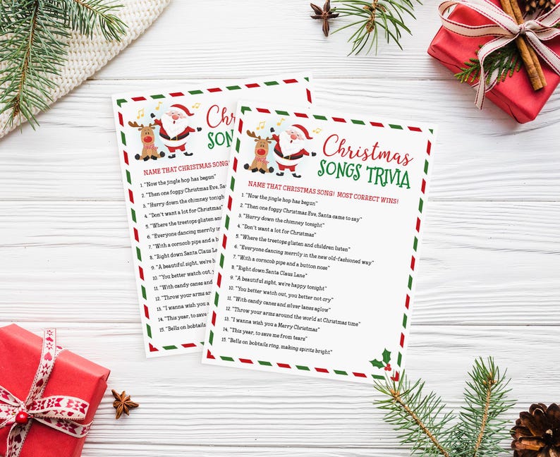 Christmas Song Trivia Game Printable, Christmas Music Trivia Game ...