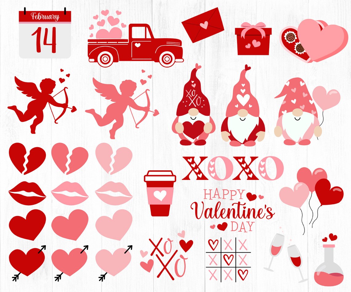 30 Valentines Day Clipart Bundle Cute Valentine Clip Art Red - Etsy
