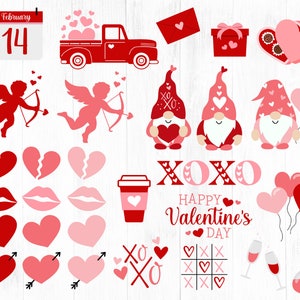 30 Valentines Day Clipart Bundle, Cute Valentine Clip Art, Red Love ...