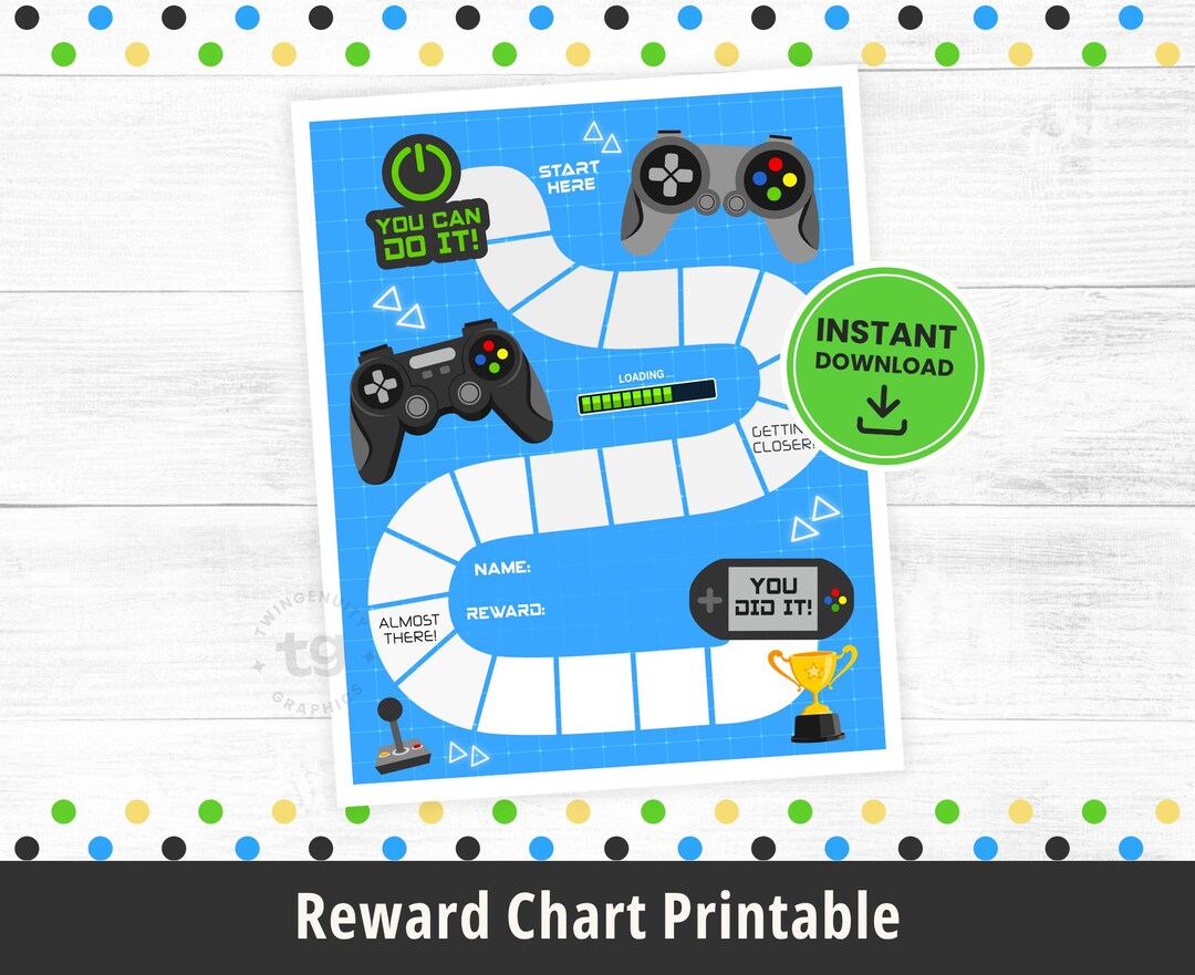 Printable Video Game Reward Chart, Video Game Reward Chart Kids, Video ...