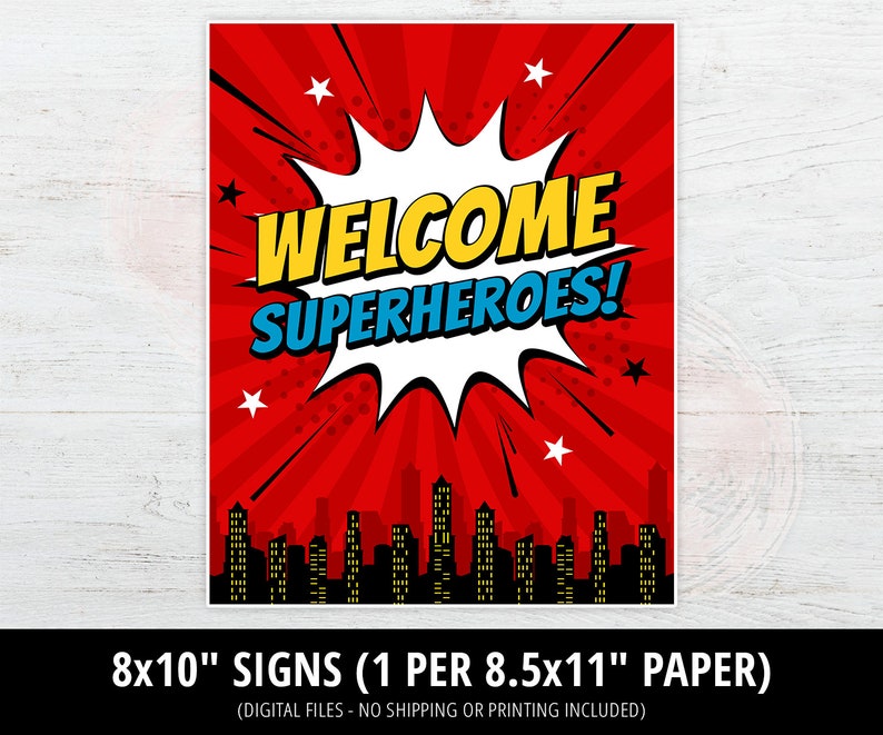 Superhero Party Signs Superhero Birthday Party Decor Welcome | Etsy