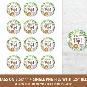 Safari Ready to Pop Stickers, Safari Popcorn Labels, Safari Baby Shower ...