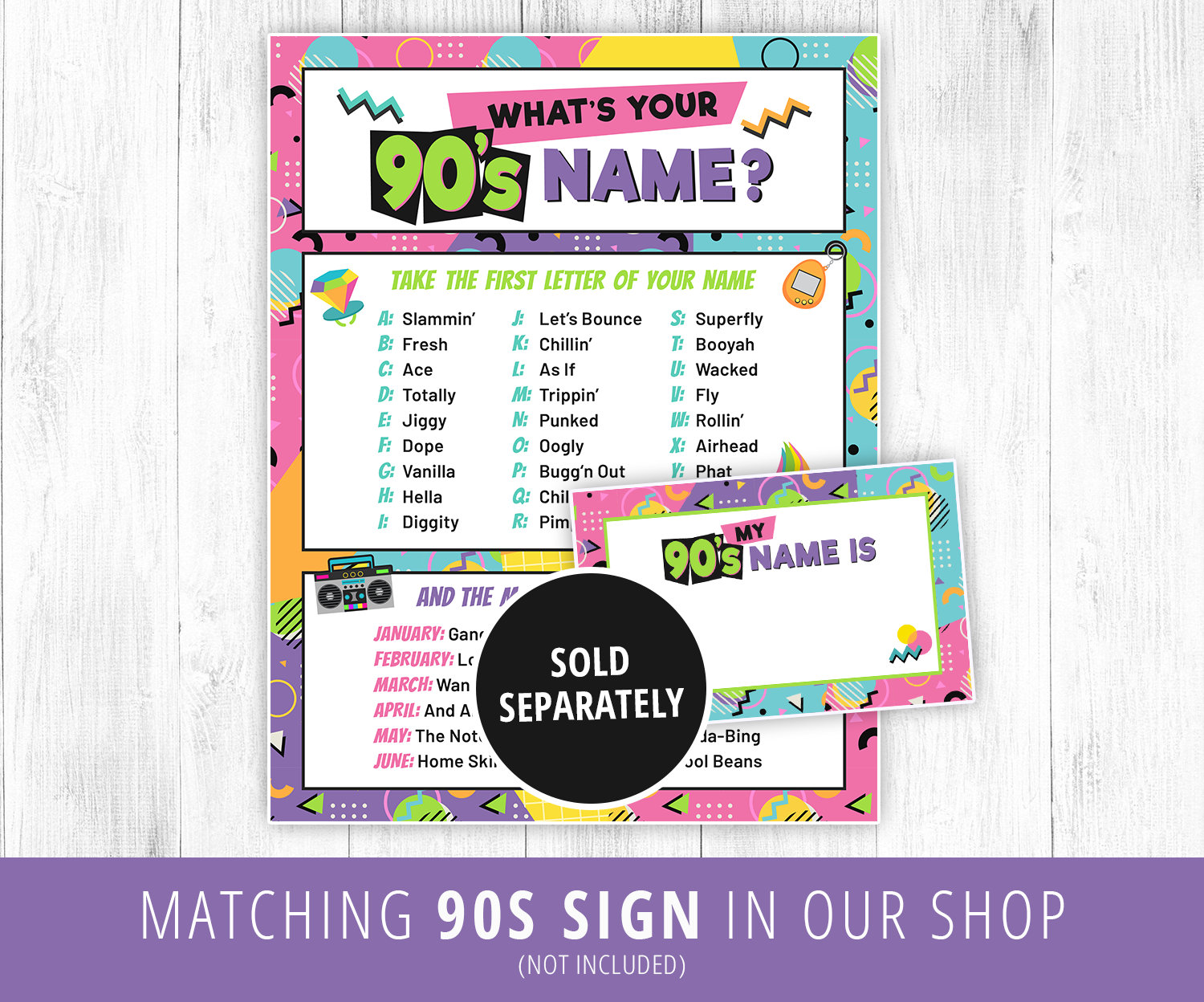 Back to the 90s Party Poster, 90s Party Signs, 90s Party Decorations ...