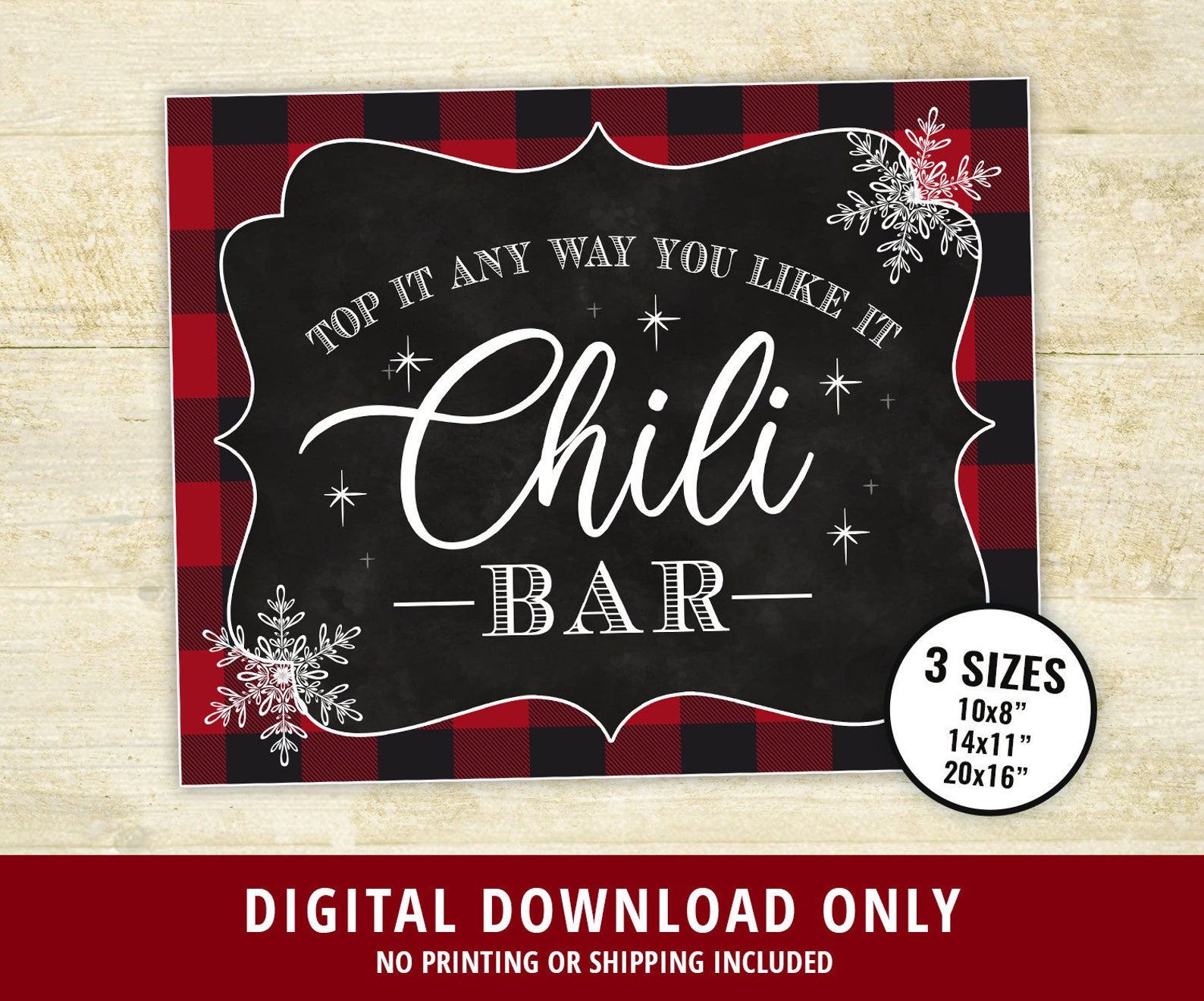 Chili Bar Sign Chili Bar Sign Printable Lumberjack Chili Bar | Etsy