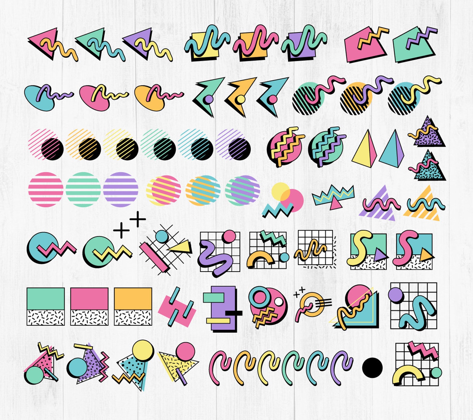 90s Elements Clipart Bundle, Retro 90s Clipart, Nineties Nostalgia, 90s ...