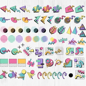 90s Elements Clipart Bundle, Retro 90s Clipart, Nineties Nostalgia, 90s ...
