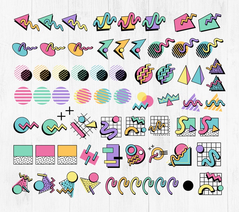 90s Elements Clipart Bundle, Retro 90s Clipart, Nineties Nostalgia, 90s ...