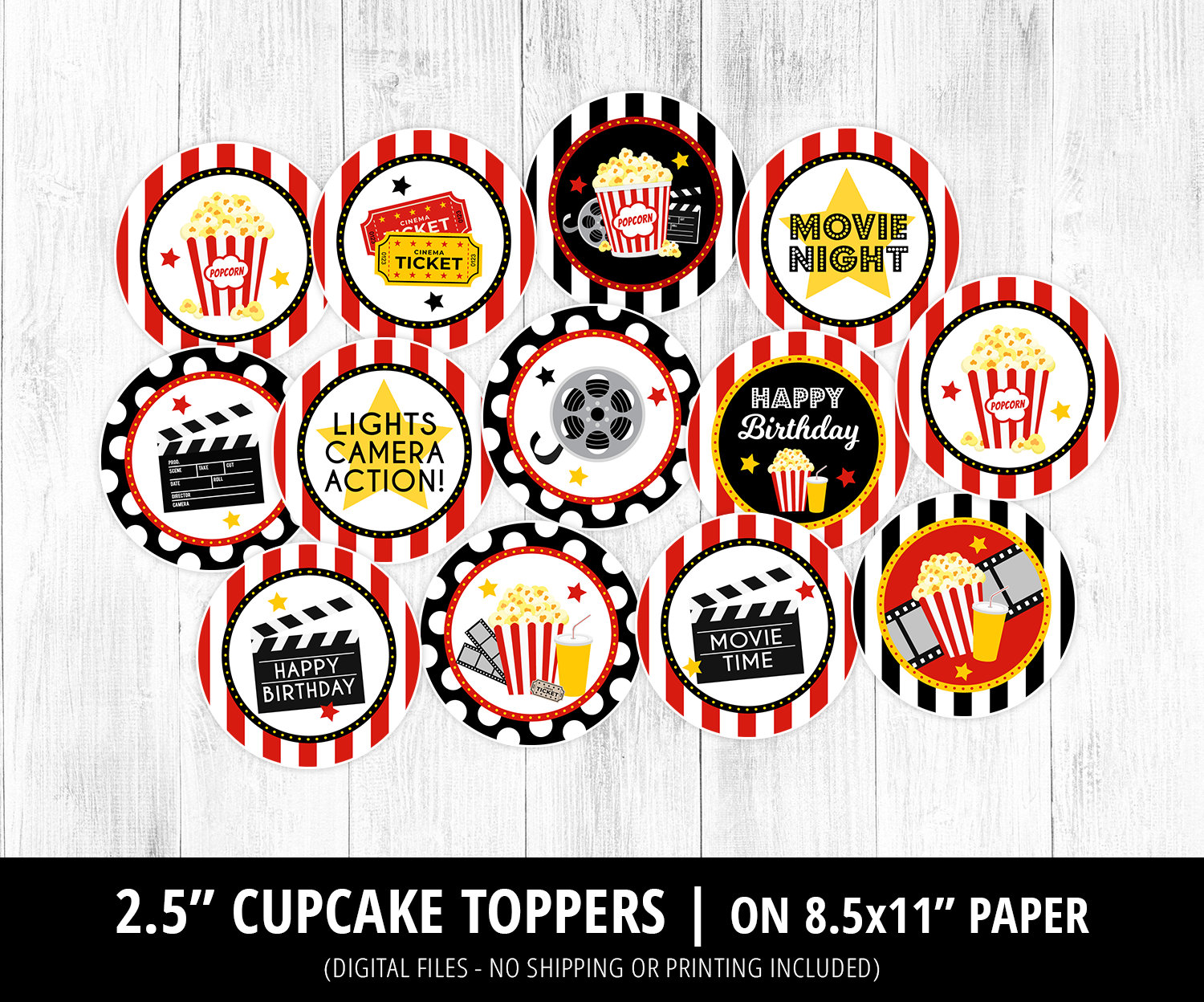 Movie Party Decorations Printable, Movie Night Birthday Party Decor ...