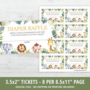 Safari Diaper Raffle Tickets and Sign, Safari Jungle Baby Shower Game ...
