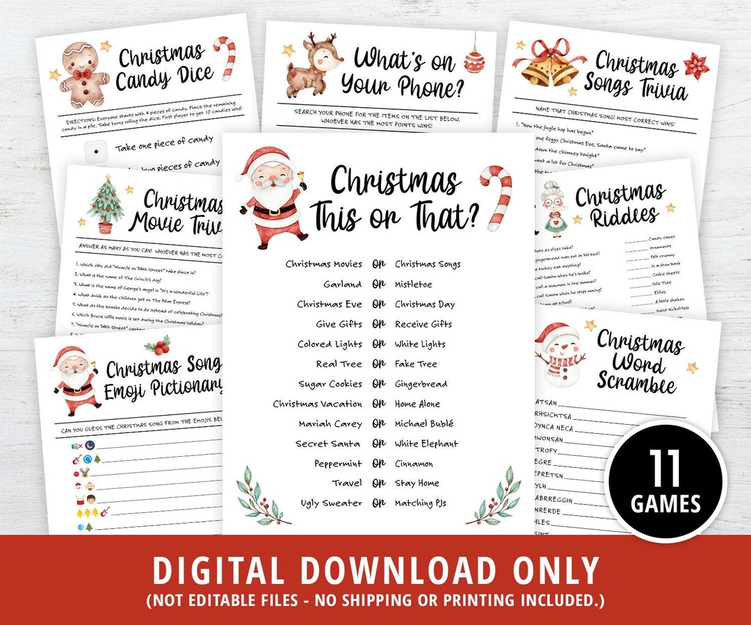Christmas Games Bundle Printable, Christmas Activities, Christmas Party ...