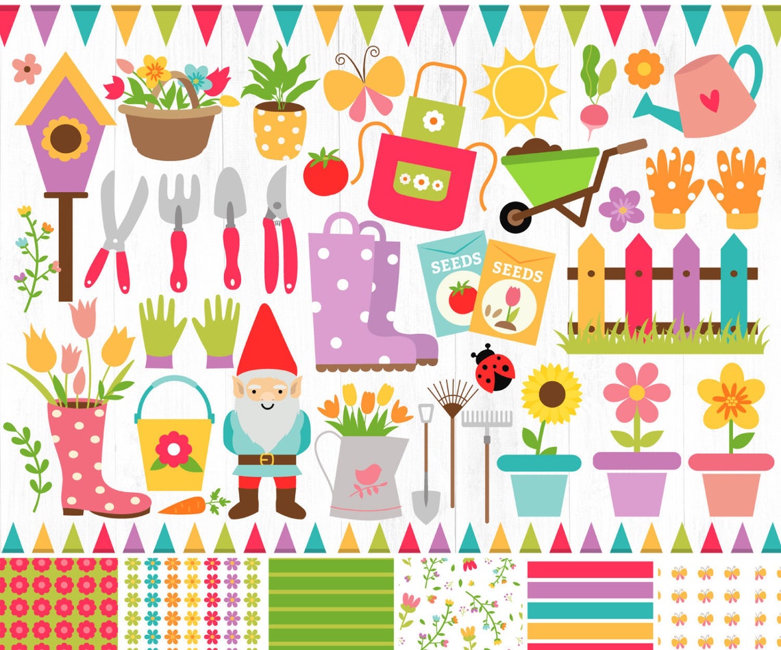 140 Garden Clipart Spring Clipart Bundle Gardening Clipart - Etsy España