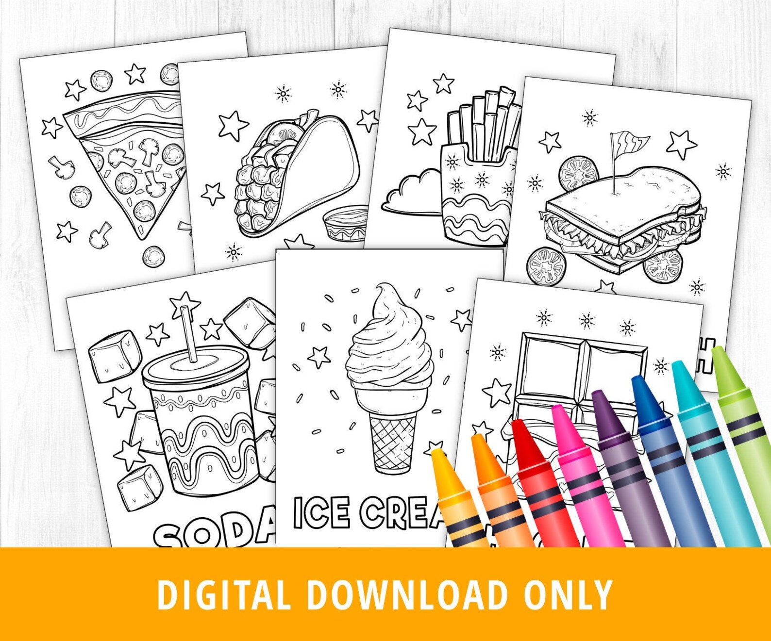 Fast Food Coloring Pages Food Coloring Pages Printable - Etsy