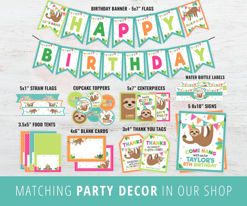 Sloth Birthday Banner Sloth Banner Sloth Birthday Party - Etsy