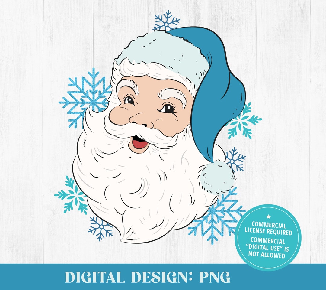 Blue Santa Sublimation PNG, Retro Santa Clause, Christmas Sublimation ...