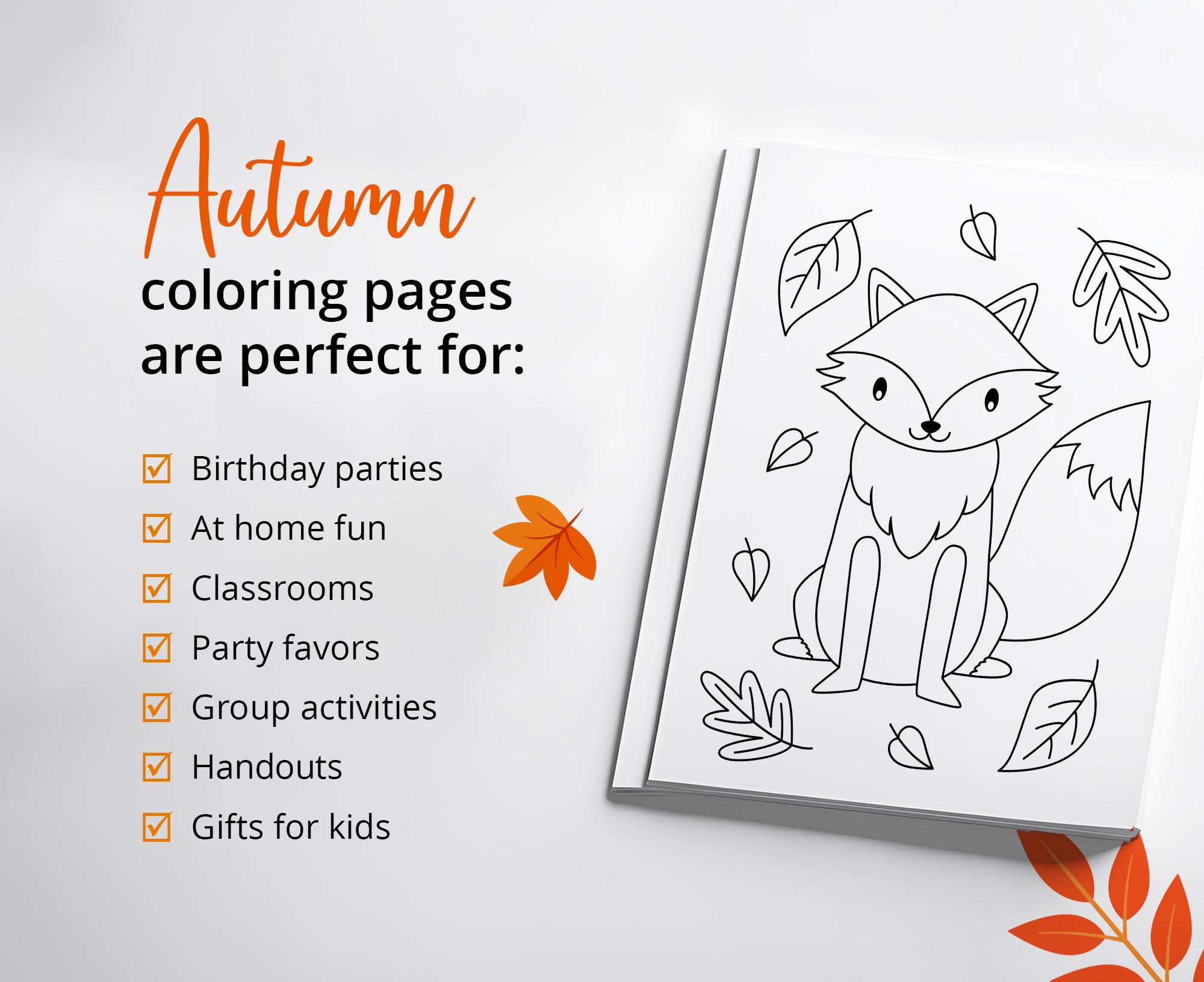 Fall Coloring Pages for Kids, Autumn Coloring Book, Fall Kids Classroom ...