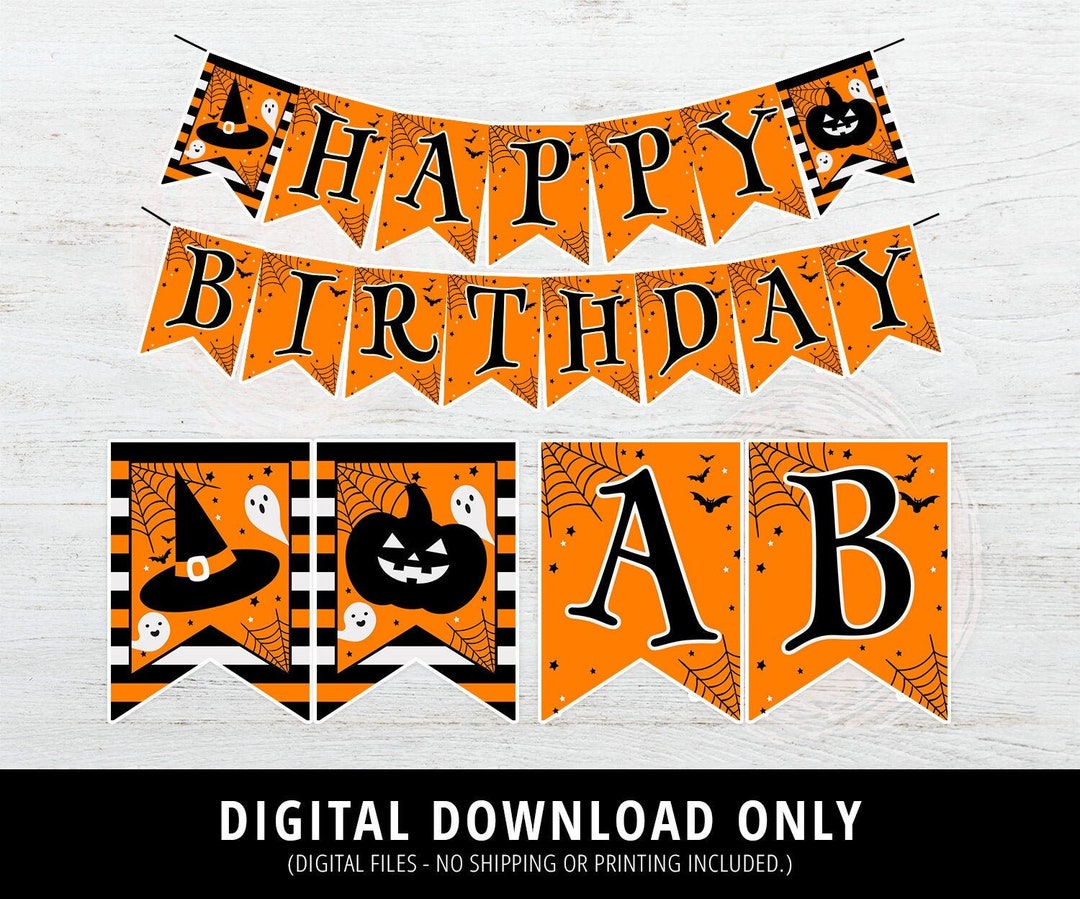 Halloween Birthday Banner, Halloween Banner, Halloween Bunting Banner ...