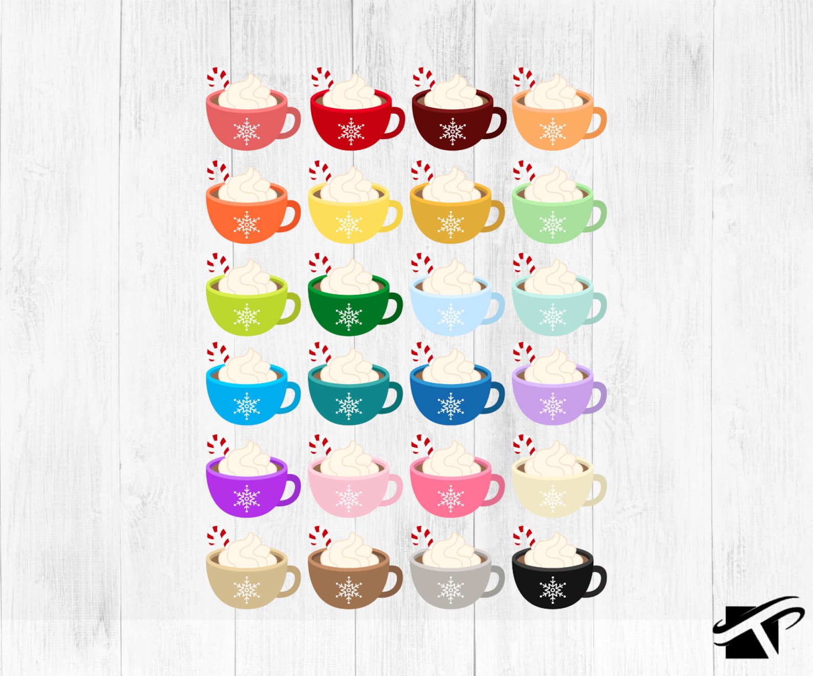 Hot Cocoa Mugs Clipart Hot Chocolate Mugs Clipart Winter - Etsy