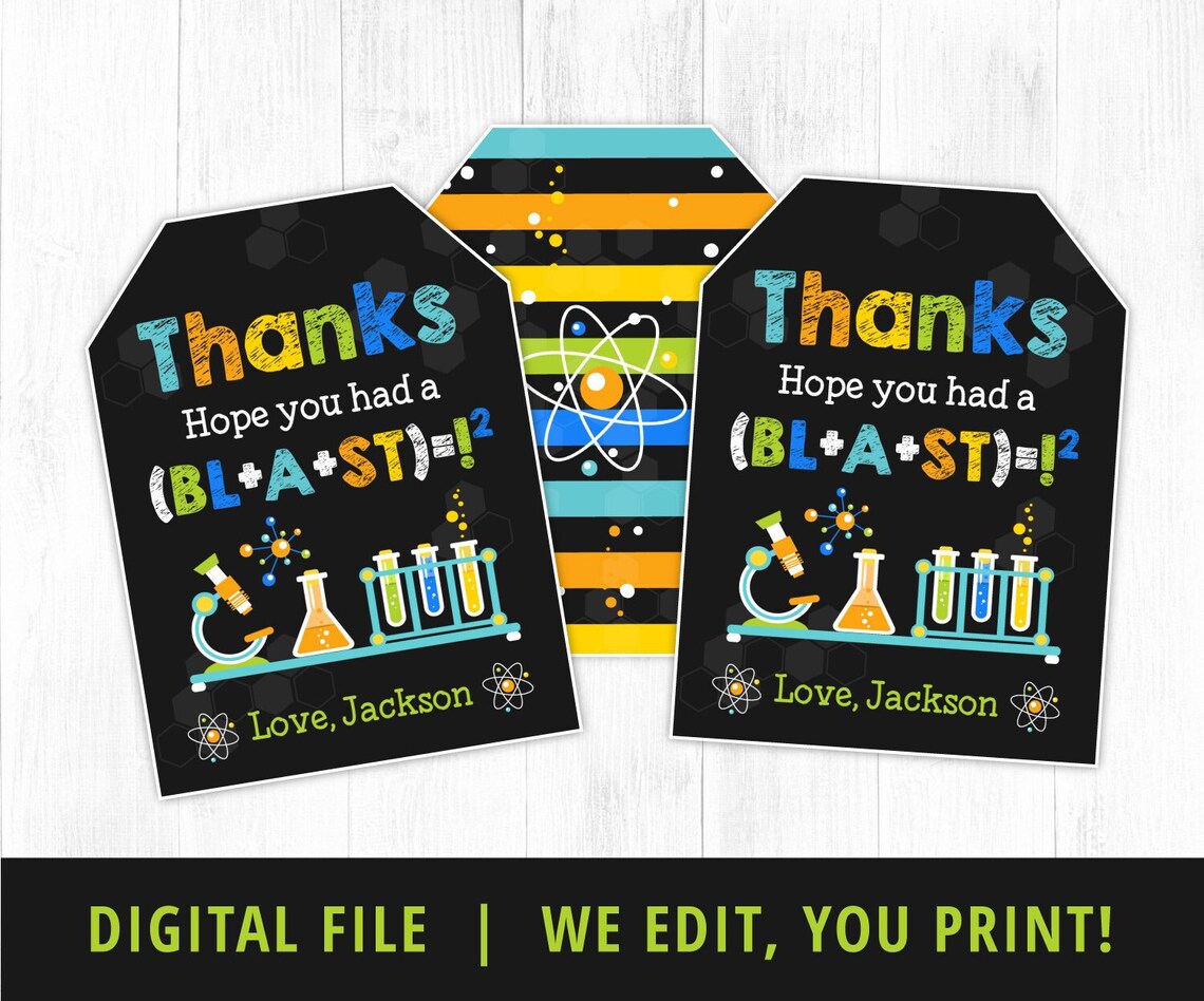 Science Thank You Tags Boy Science Favor Tags Science - Etsy