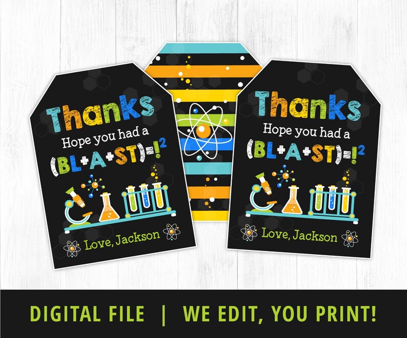 Science Thank You Tags Boy Science Favor Tags Science - Etsy
