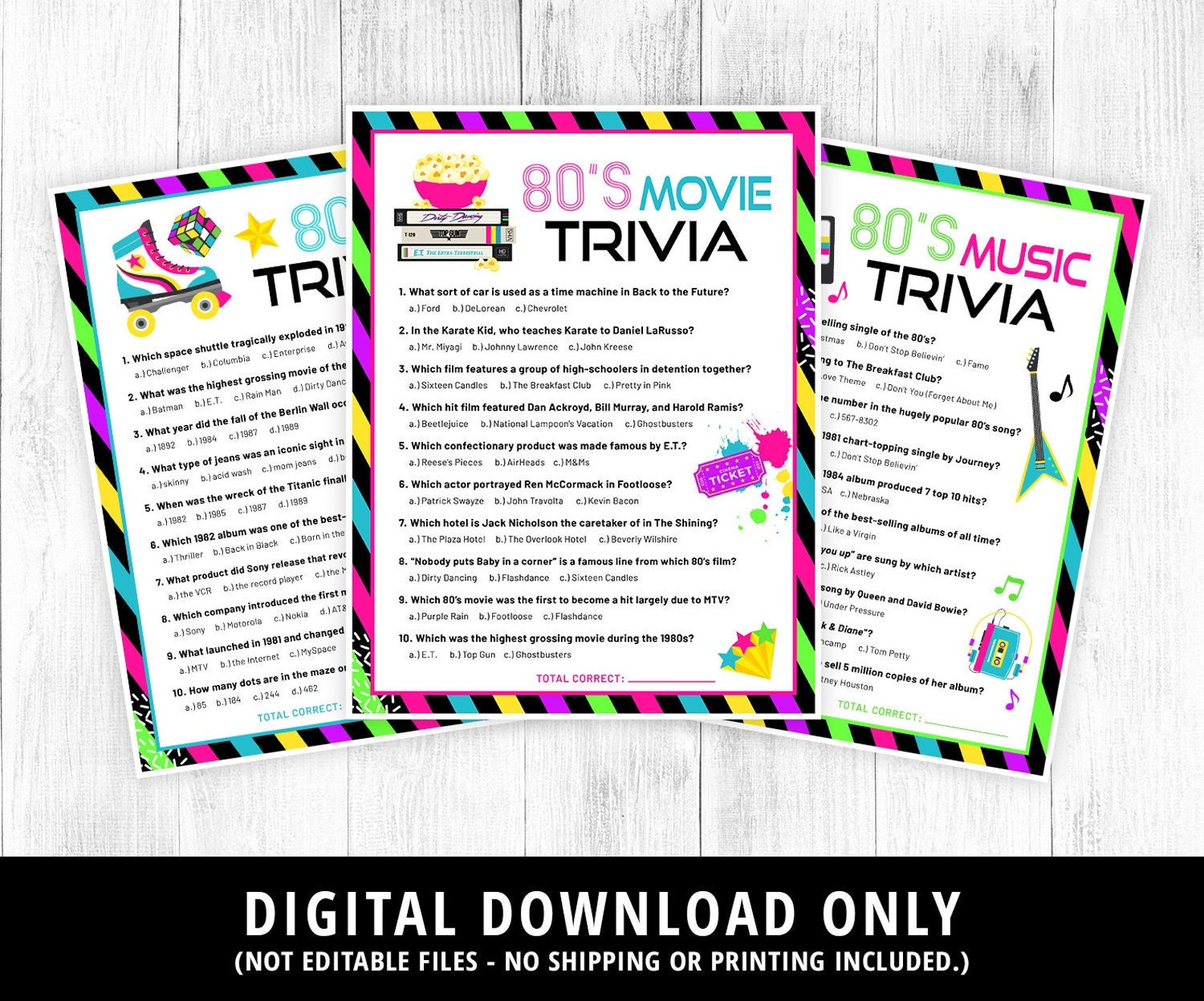 80s Trivia Games Printable 80s Trivia Game 80s Movie Trivia - Etsy ...