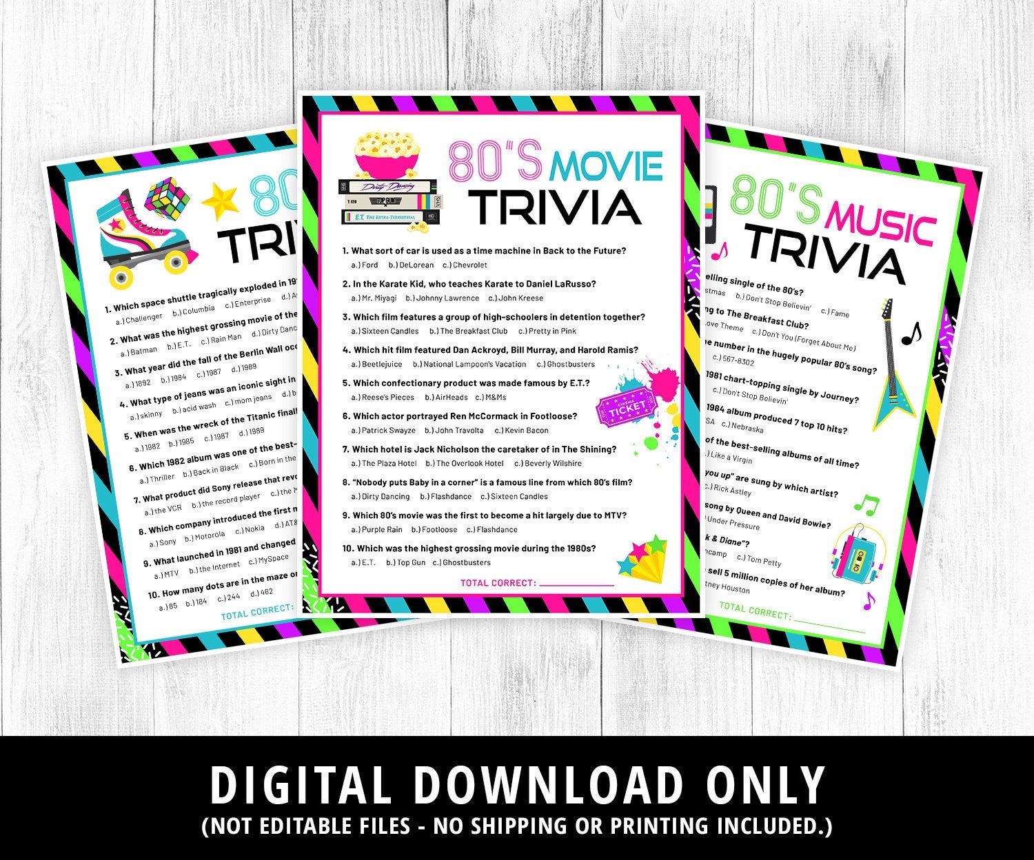 80s Trivia Games Printable 80s Trivia Game 80s Movie Trivia - Etsy UK
