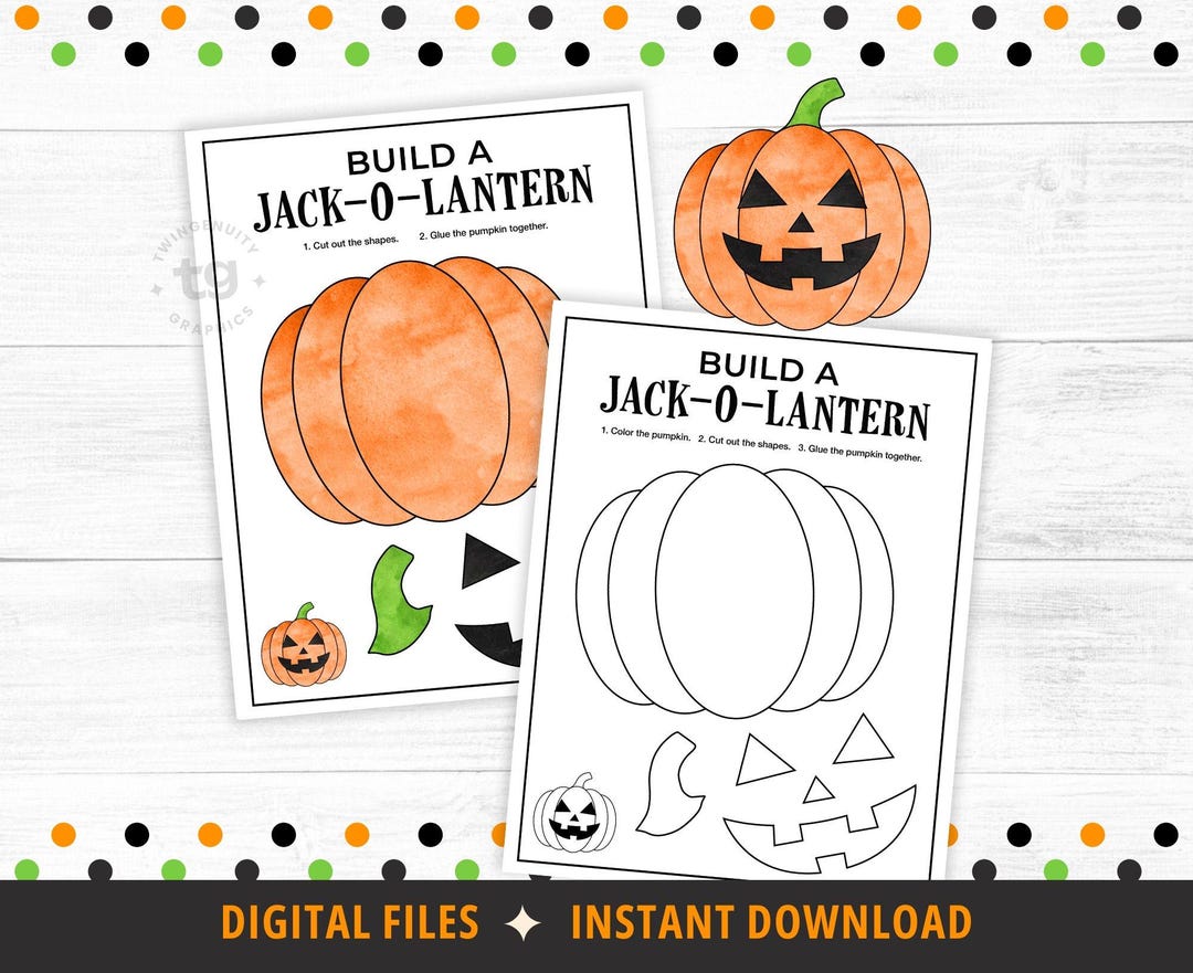 Build a Pumpkin Kid's Craft, Printable Halloween Craft, Kid's Jack-o ...