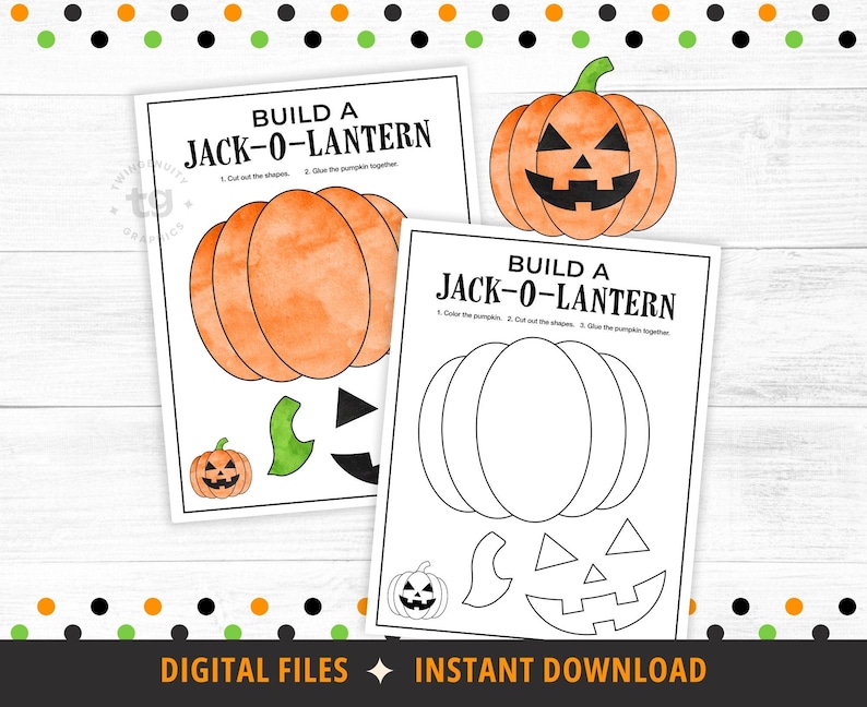 Build a Pumpkin Kid's Craft, Printable Halloween Craft, Kid's Jack-o ...