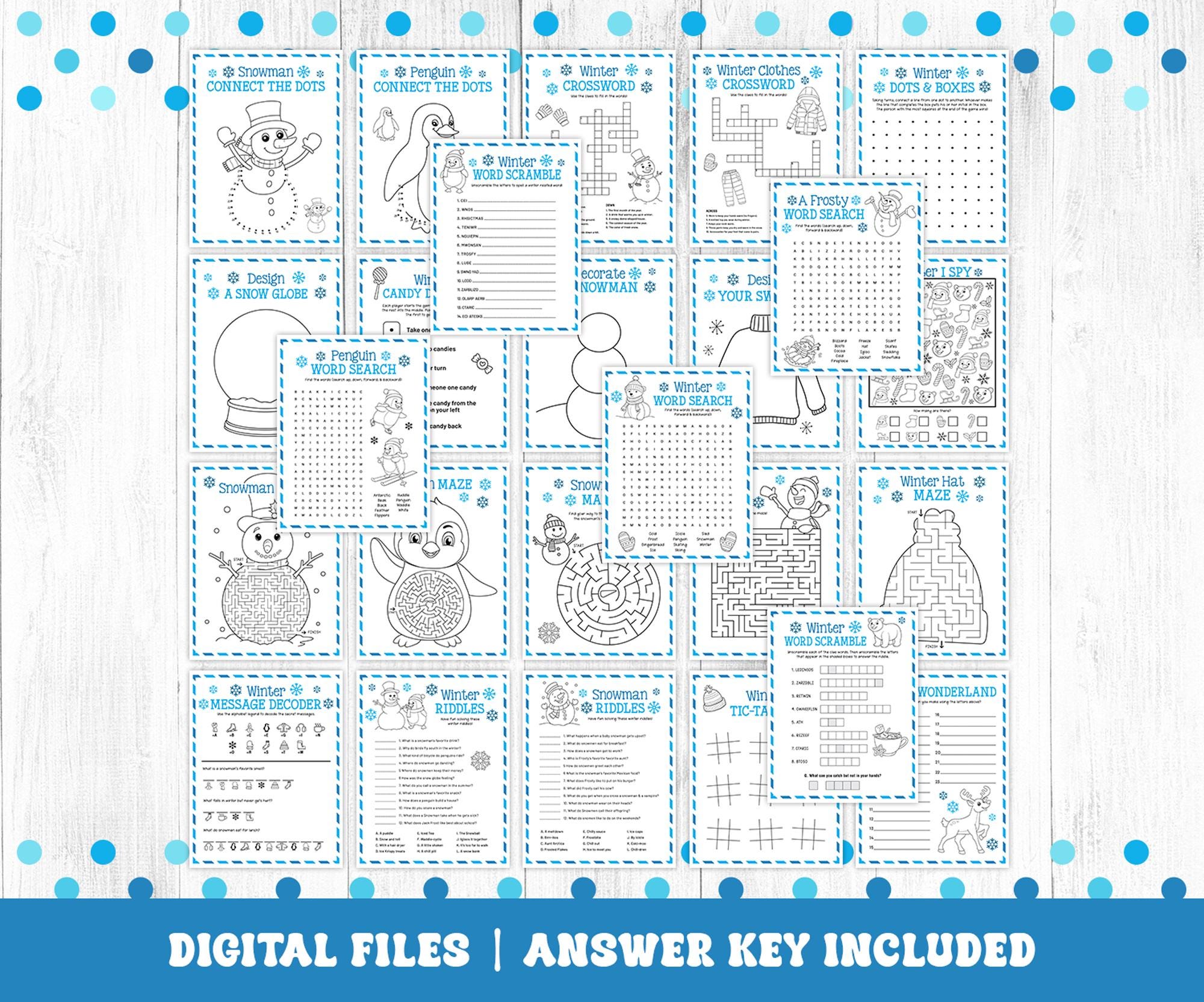 Winter Activities for Kids, Winter Party Games Printable, Winter ...