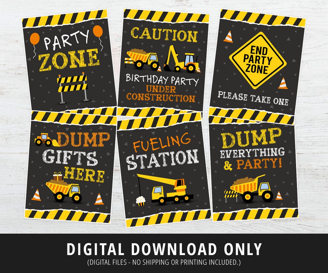 Construction Birthday Signs, Construction Party Signs, Construction ...