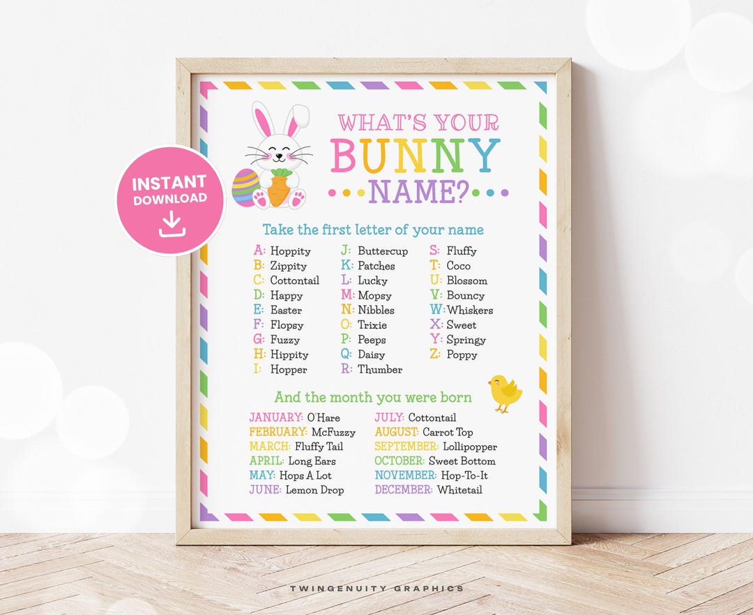 What's Your Bunny Name Sign, Easter Bunny Name Game, Easter Game ...