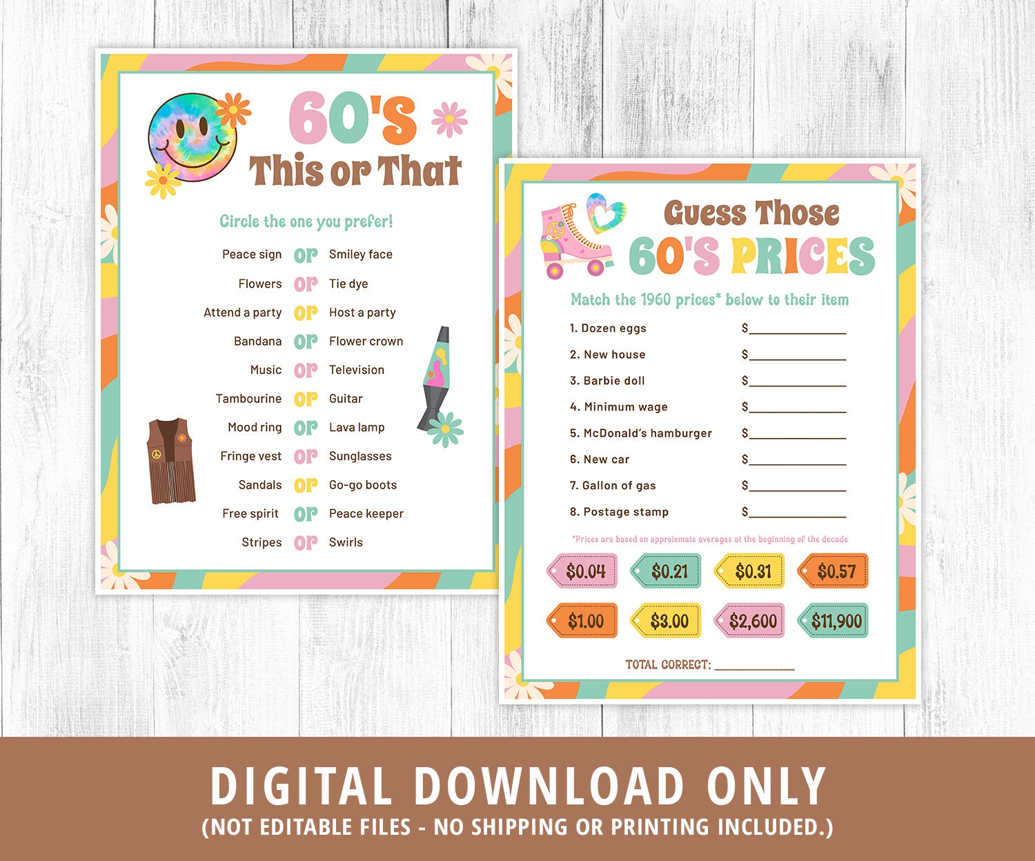 60s Games Bundle Printable 60s Activities 60s Party Games - Etsy Australia