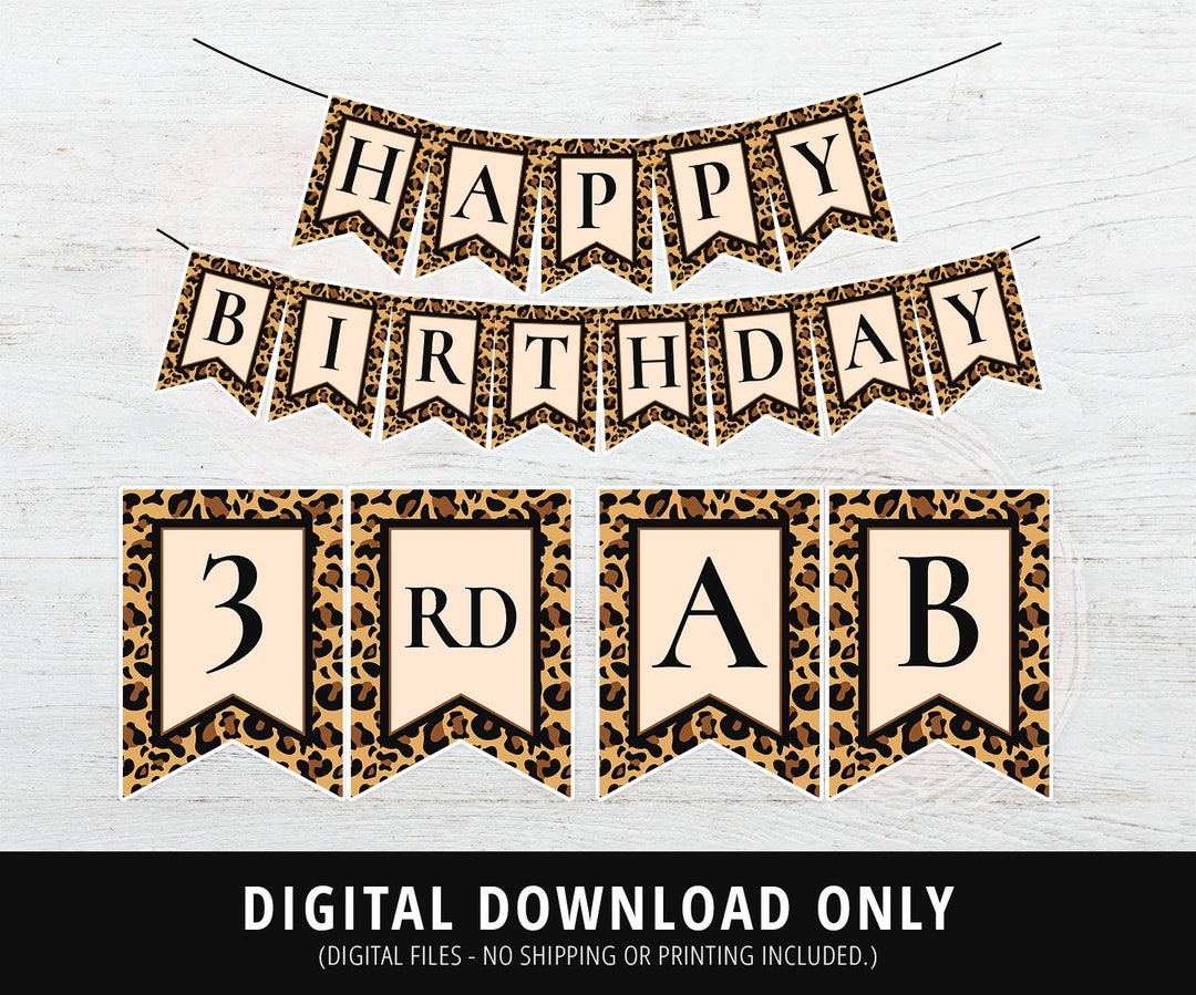Leopard, Cheetah Print Banner, Leopard Print Banner, Cheetah Birthday ...