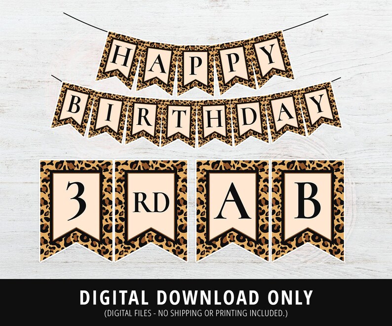 Leopard, Cheetah Print Banner, Leopard Print Banner, Cheetah Birthday ...