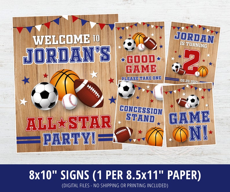 Sports Birthday Party Decorations All-star Sports Party | Etsy