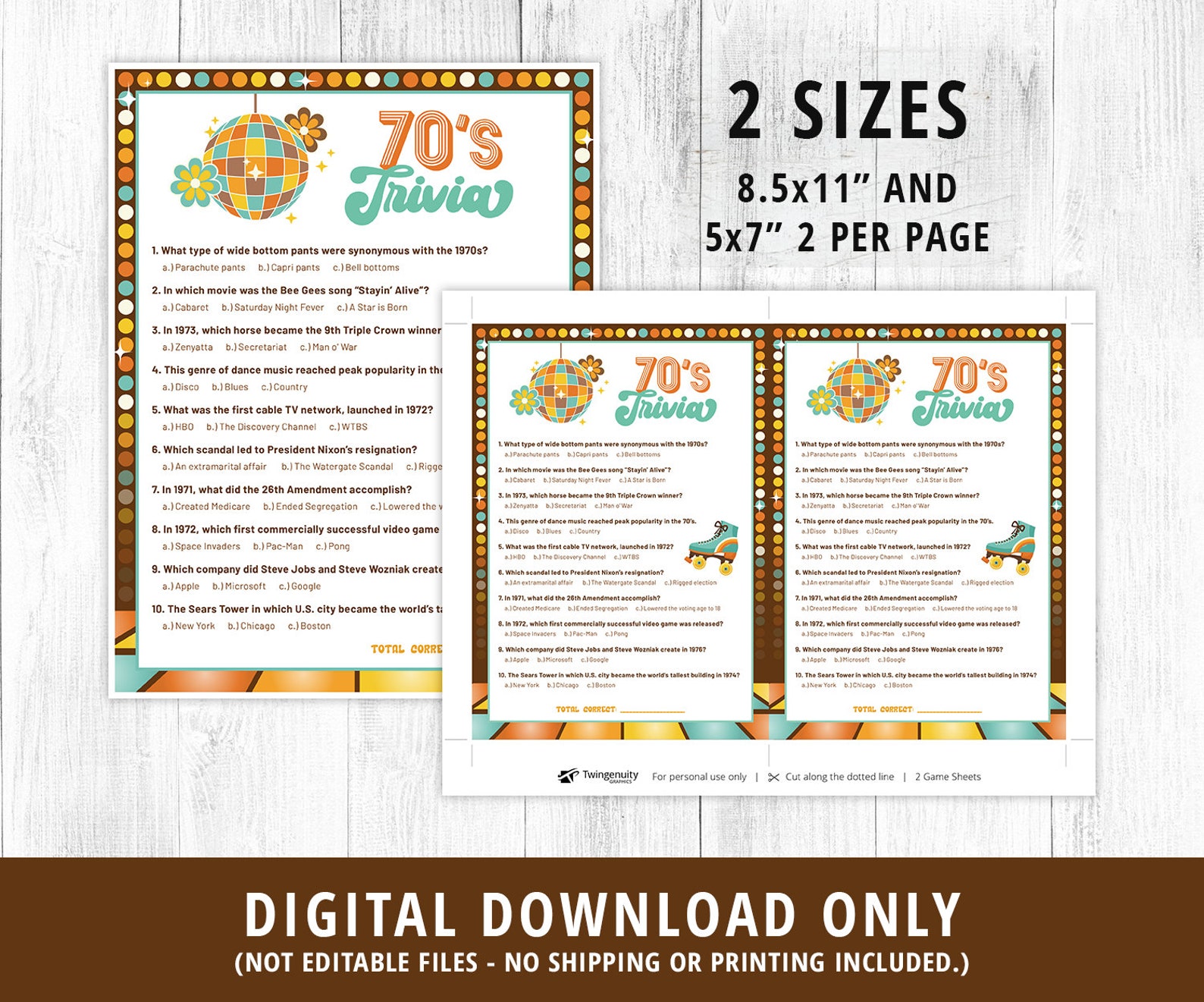 70s Trivia Games Printable, 70s Trivia Game, 70s TV Trivia, 70s Music ...