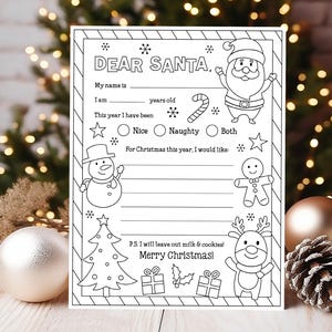 Letter to Santa Coloring Sheets Bundle, Printable Dear Santa Letter ...