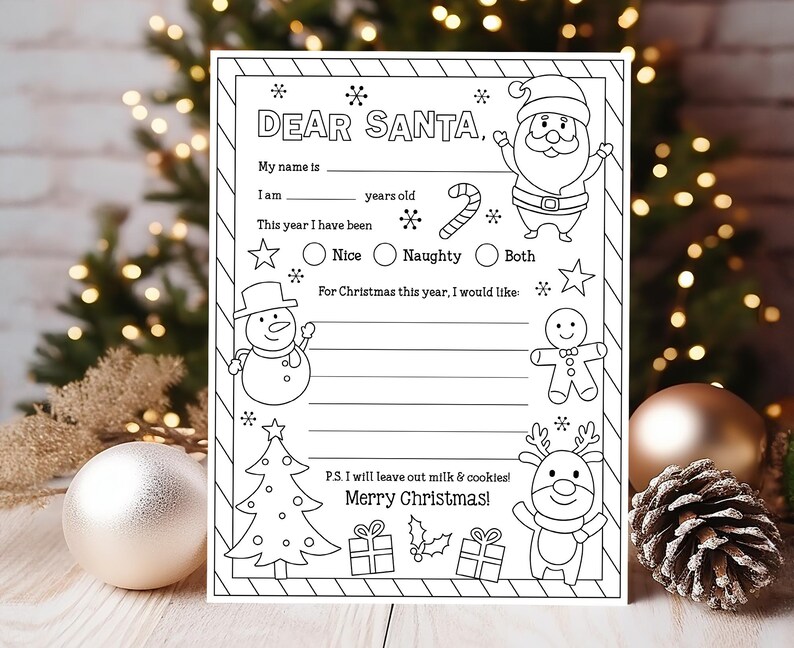 Letter to Santa Coloring Sheets Bundle, Printable Dear Santa Letter ...