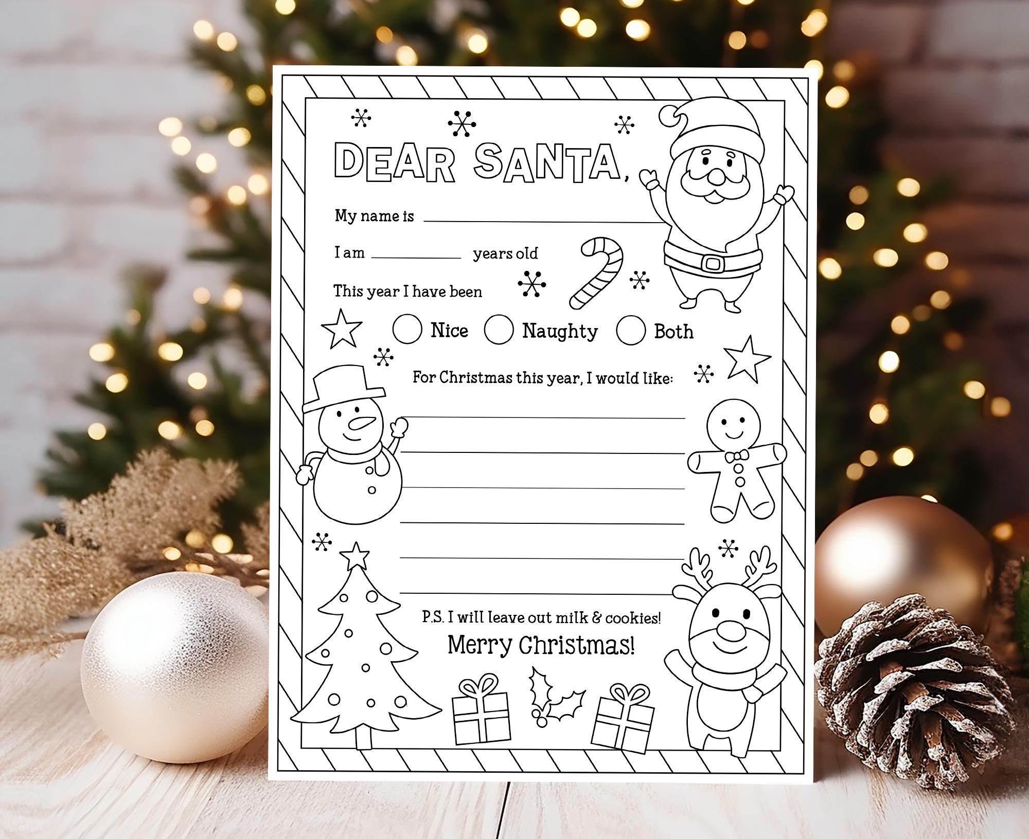 Letter to Santa Coloring Sheets Bundle, Printable Dear Santa Letter ...