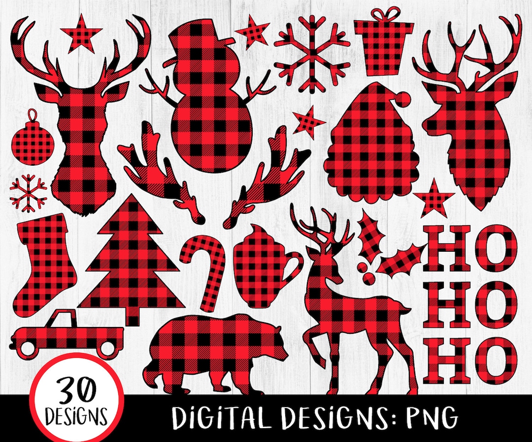 Buffalo Plaid Clipart, Christmas Lumberjack Clipart, Christmas Buffalo ...
