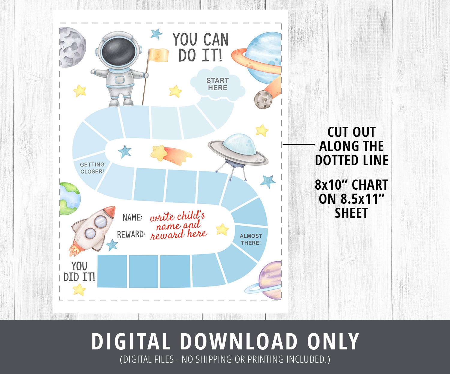 Printable Outer Space Reward Chart, Space Reward Chart Kids, Space ...