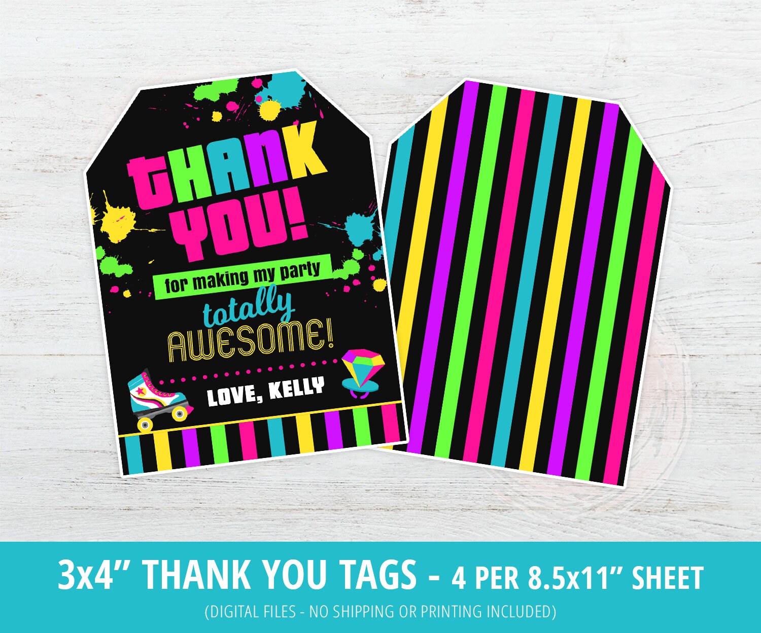 80s Thank You Tags 80s Favor Tags 80s Birthday Party 80s - Etsy