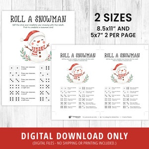 Christmas Roll A Snowman Dice Game, Printable Christmas Dice Game ...