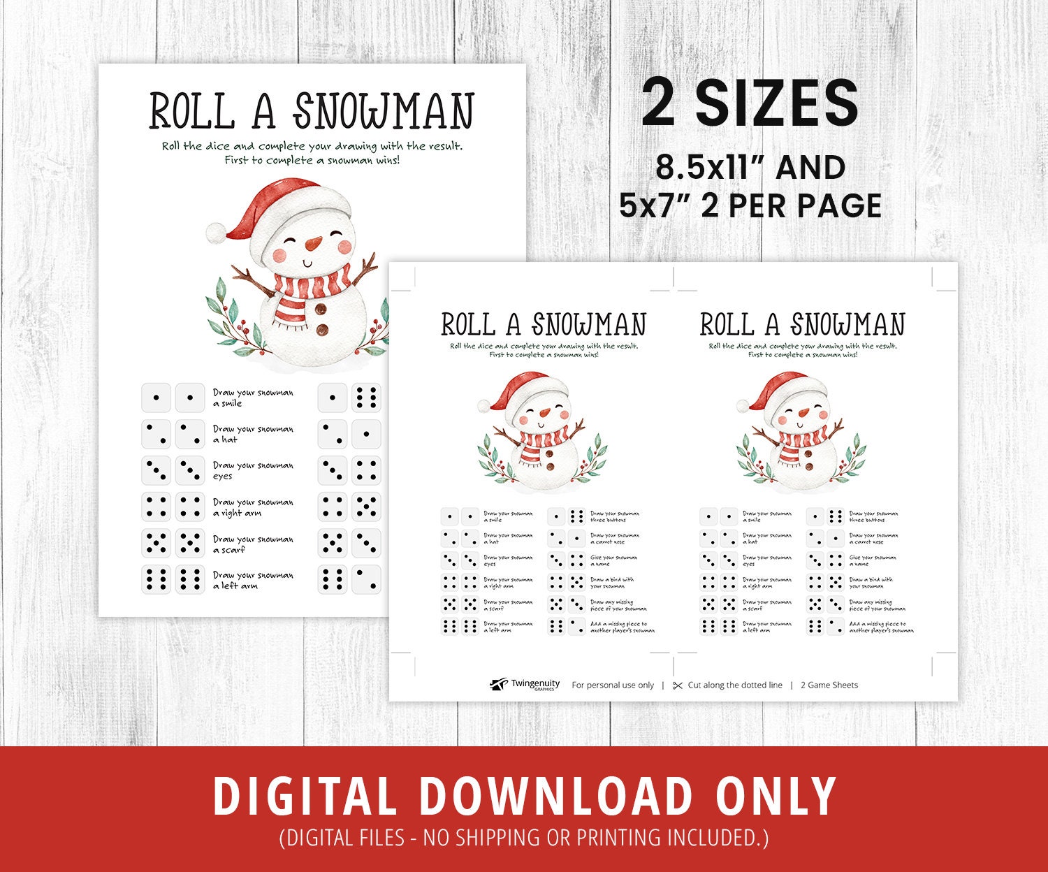 Christmas Roll A Snowman Dice Game, Printable Christmas Dice Game ...