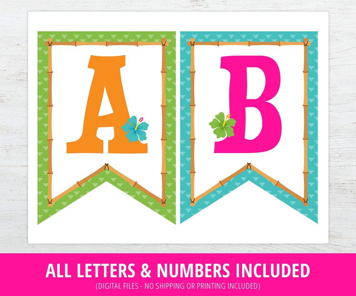Luau Banner Luau Party Banner Hawaiian Bunting Banner Luau - Etsy