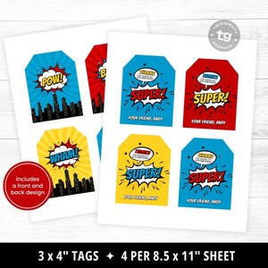 Superhero Thank You Tags, Superhero Favor Tags, Comic Birthday Party ...