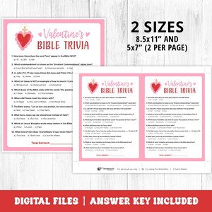Valentine's Bible Trivia Game, Valentine's Church Game, Printable ...
