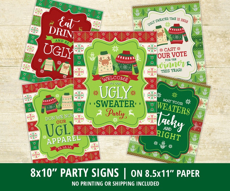 Ugly Sweater Party Decor Bundle Printable, Ugly Sweater Decorations ...