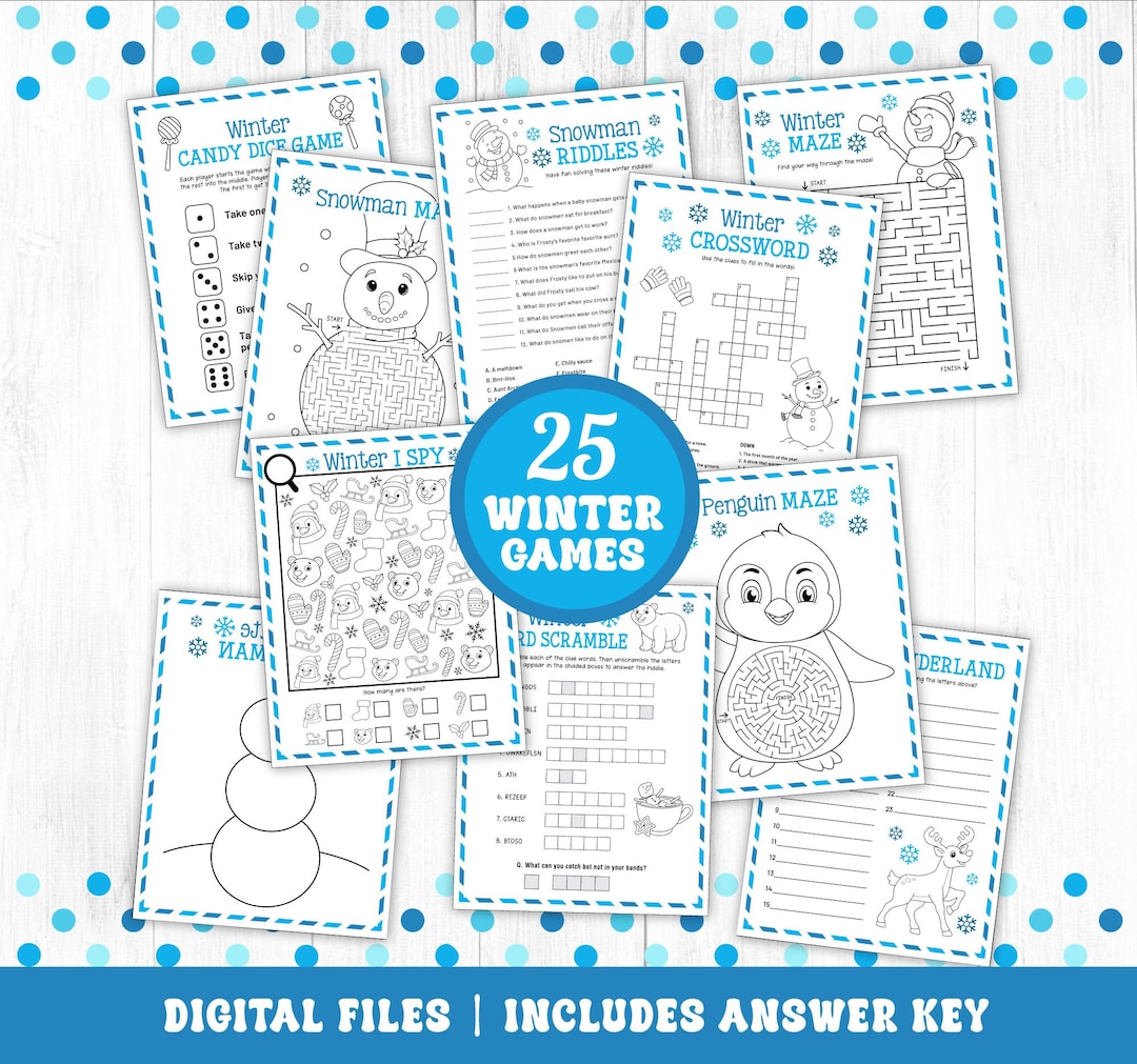 Winter Activities Printable Games for Kids, Winter Party Games, Winter ...