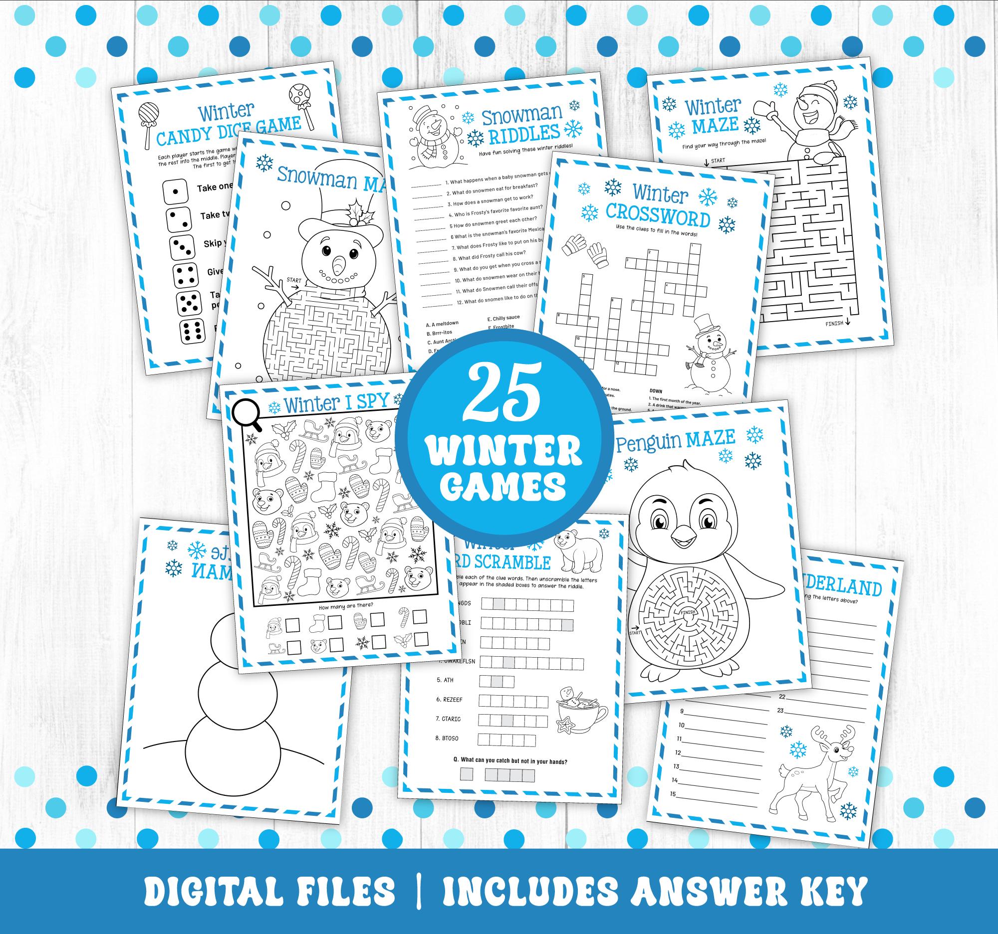 Winter Activities for Kids, Winter Party Games Printable, Winter ...